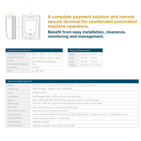 Nayax VPOS Touch Cashless Credit Card Reader | CandyMachines.com