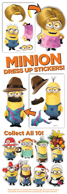 Order your Minion Dress Up Vending Stickers Now! - CandyMachines.com